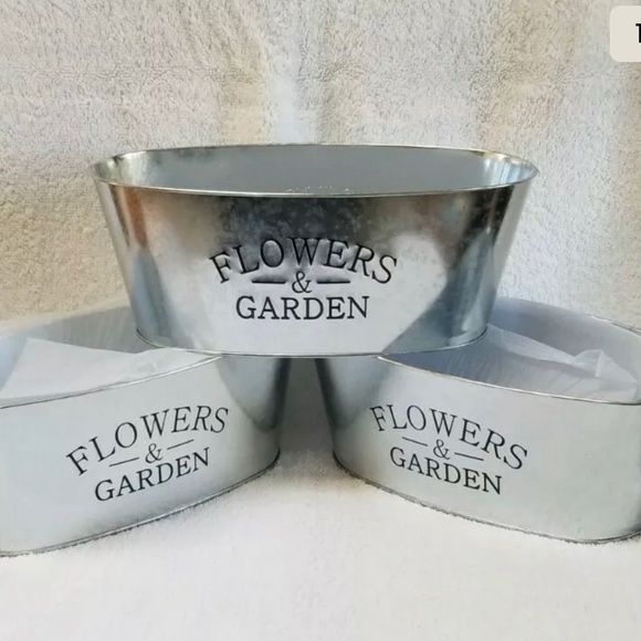 Accents | Flower Pot Planter Metal Tin Rustic Farmhouse Decorative ...